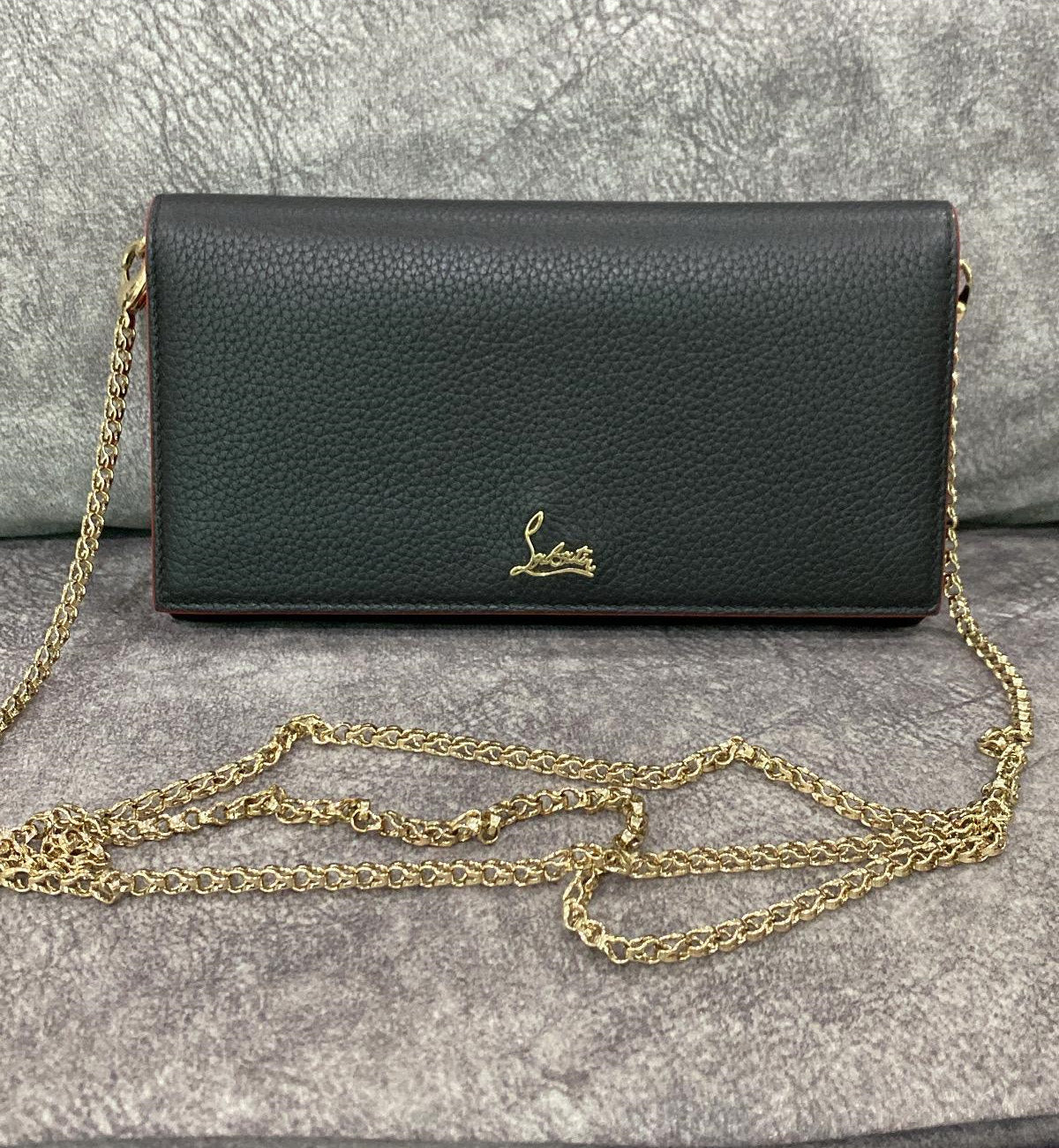 [Pre-used] Christian Louboutin CL WOC Bag Boudoir Black with Red hints ...