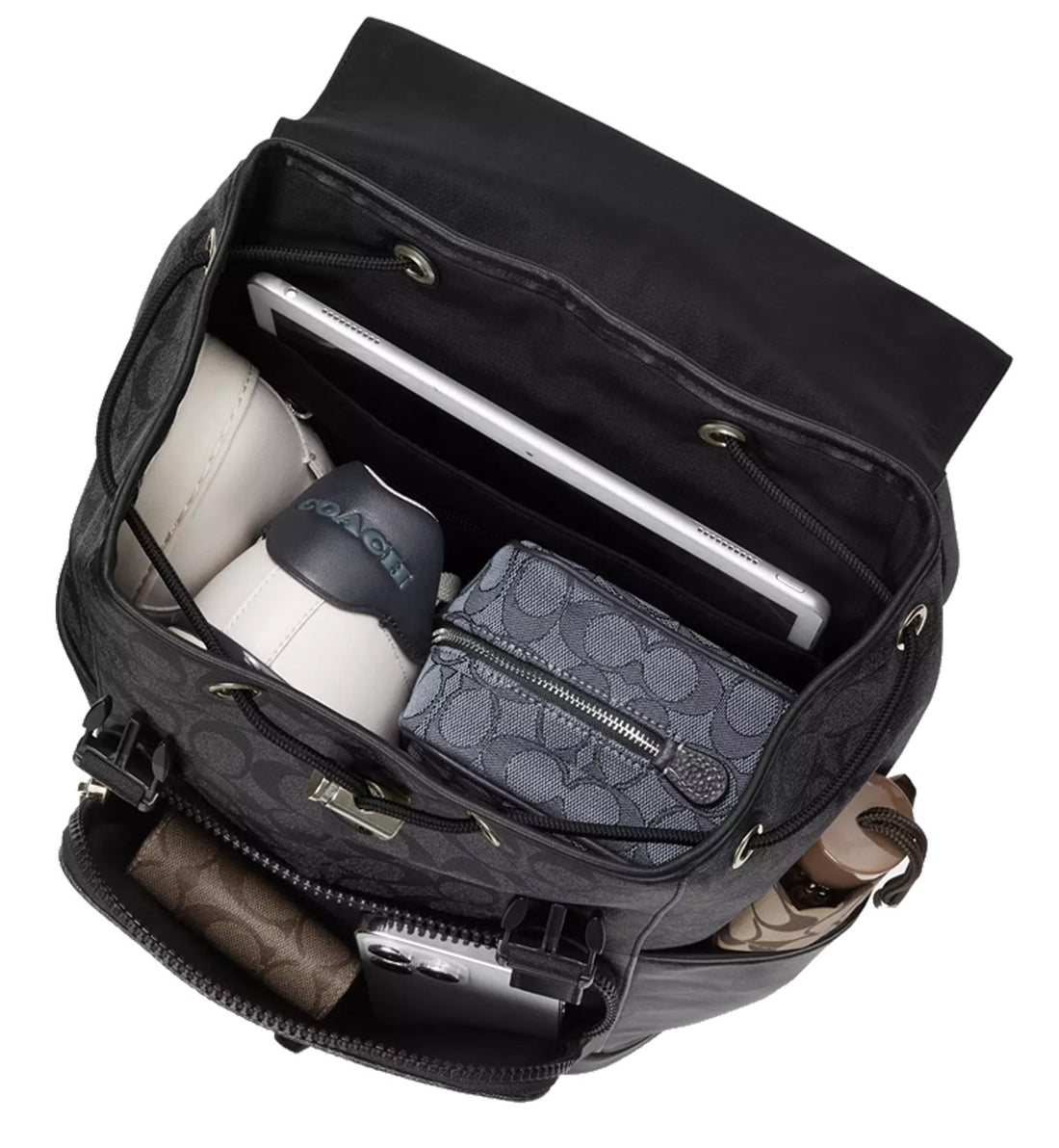 Coach Track Backpack Signature Canvas (Black) – The Factory KL